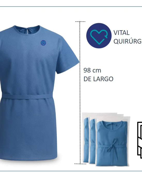 Bata Paciente Desechable – SMS 35g Azul Quirúrgico – Unisex